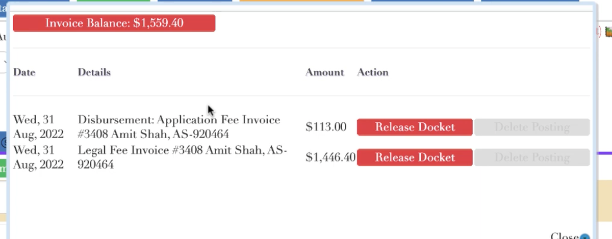 How do I delete a legal invoice?